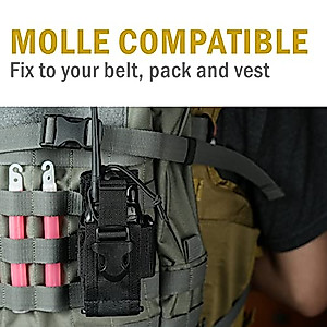 VIPERADE Radio Holster, MOLLE Radio Pouch for Vest, Universal Walkie Talkie Holster Radio Holder for Duty Belt, Police Radio Holder Tactical Radio Pouch for Baofeng, Motorola