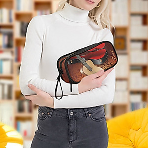 Emelivor Musical Guitar Pencil Case Big Capacity Pencil Pouch Pencil Bags with Zipper Pencil Box for Girls Teens Kids Boys Adults Students Office School Supplies Pen Case Organizer