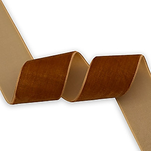 XMRIBBON Copper Velvet Ribbon Single Faced, 1 1/2 Inch by 10 Yards Spool