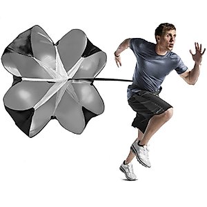 MioCloth Running Speed Chute Resistance Parachute 57 inch Powerchute Power Training Umbrella Sprint Soccer Trainer Core Training Runner Football Soccer Drilling Fitness Athlete Explosive Power Black