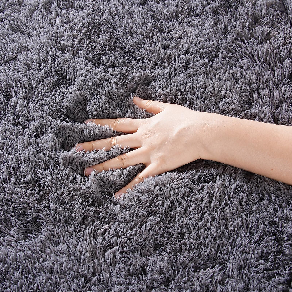 Zentavio Grey Area Rug for Living Room Bedroom 4x6 Soft Fluffy Fuzzy Furry Shaggy Aesthetic Carpet Plush High Pile Floor Throw Rug for Nursery Kids Room Dorm Room