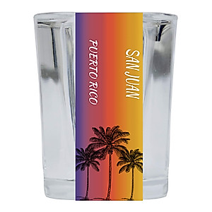 San Juan Puerto Rico 2 Ounce Square Shot Glass Palm Tree Design