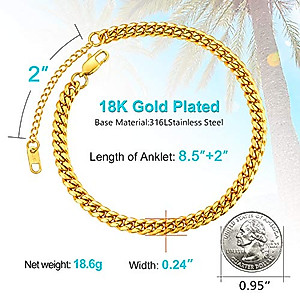 Cuban Link Anklets For Women Stainless Chain Anklet Men Summer Feet Jewelry Foot Bracelet Gold Anklet