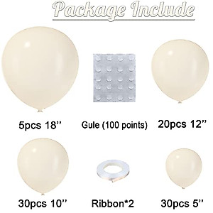 Ivory White Balloons 85pcs Ivory White Balloons Garland Arch Kit 5/10/12/18 Inch Different Sizes White Matte Latex Balloons for Birthday Party Decorations Baby Shower Wedding Graduation Balloons