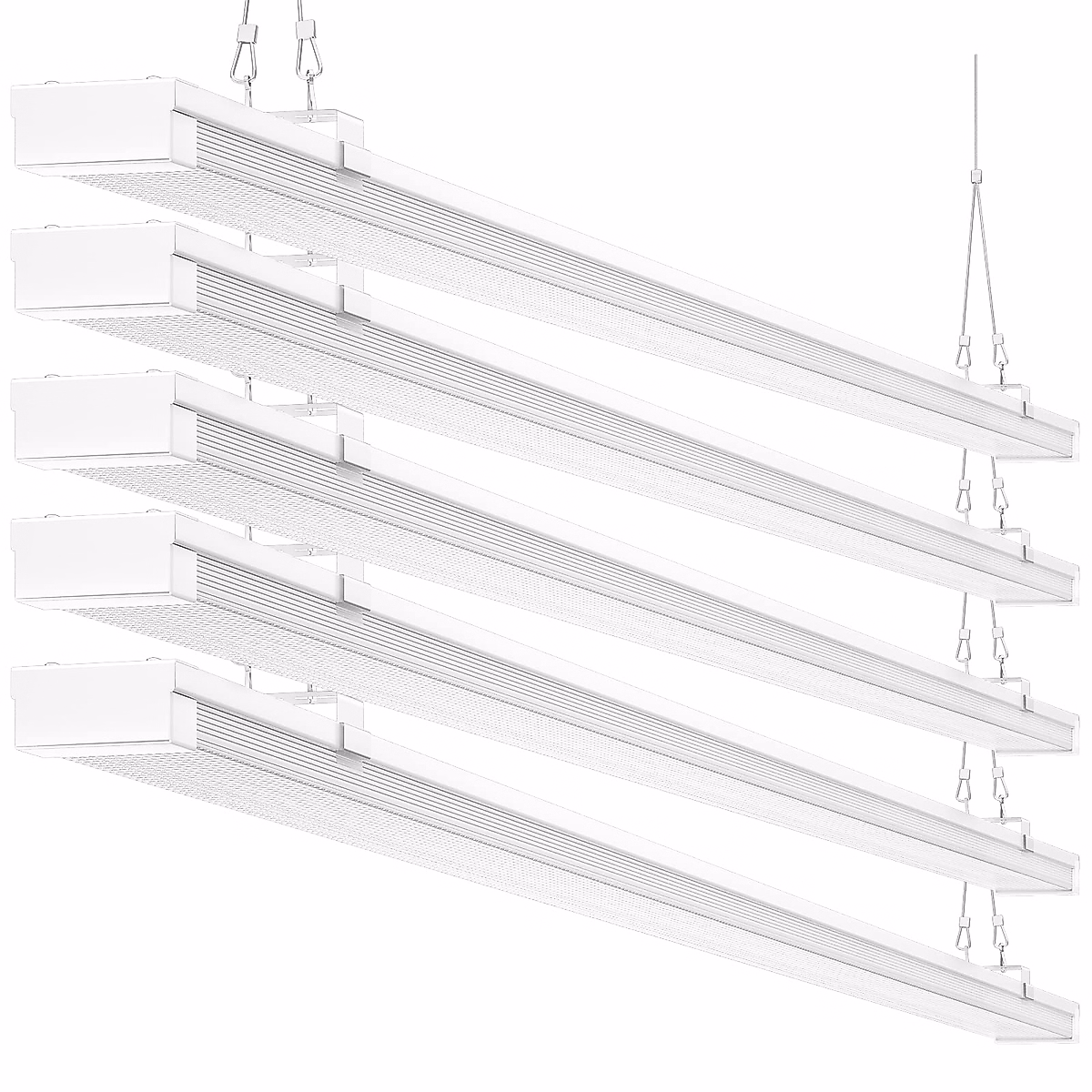 FAITHSAIL 5 Pack 4FT LED Shop Light, 40W LED Utility Light with Plug, 4000 LM, 4000K, 48 Inch LED Garage Light with Hanging Chain for Garage, Basement, Workshop, Hanging or Flush Mount, Non-Linkable