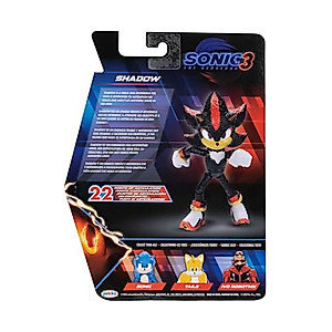 Sonic The Hedgehog Sonic 3 Movie Action Figures 5-Inch Shadow Collector Toy Figure, Highly Articulated for Boys Girls - Officially Licensed 3 Movie Product
