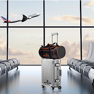 Millenti Sports Duffle Bag for Women Men - Weekender Travel Backpack 40l Gym Bag w/Shoe Compartment - Lacrosse Duffle Bag, Soccer Bag, Basketball, Volleyball, Football, DB-BLK/ORANGE