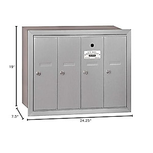 Salsbury Industries 3504ARU Recessed Mounted Vertical Mailbox with 4 Doors and USPS Access, Aluminum