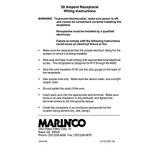 Marinco 6369CR Marine 3-Pole 4-Wire Electrical Dockside Receptacle (50-Amp, 125/250-Volt, Female, Black)