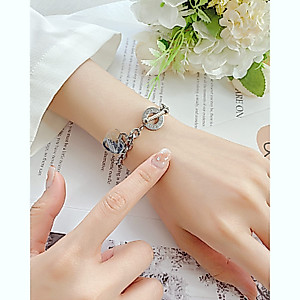 JUPPE Silver Titanium Steel Engraved Bracelet Personalized Proverbs 4:23 Bangle Gift for Women Girls (Silver-1)