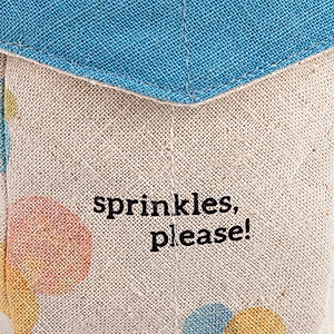 DEMDACO Sprinkles Please Blue 4.5 x 4 Cotton Linen Cold Cozy