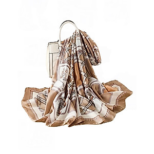 Silk Scarf Luxury 100% Pure Silk Scarf Silk Scarf Long 60” Women's Fashion Sunscreen Shawls Wraps Dupatta Beautiful Scarf (brown)