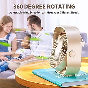 SMARTDEVIL Small Personal USB Desk Fan, 3 Speeds Portable Desktop Table Cooling Fan Powered by USB, Strong Wind, Quiet Operation, for Home Office Car Outdoor Travel (Light Brown)