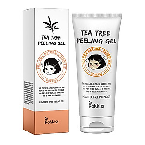 ROKKISS Tea Tree Peeling Gel (4.1fl oz) - Gentle Exfoliating Gel for Face & Body with Natural Cellulose, Remove Impurities for Smooth Skin, Korean Skin Care. Cica, Licorice & Aloe Vera Extracts.