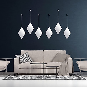 6 Pack Mirror Wall Decor Set with 2 Screwdriver Diamond Hanging Wall Mirror with Chain Silver Frame Decorative Chain Mirror for Home Living Room Entryways Bathroom Farmhouse Wall Decor, 10.8x6.7inches