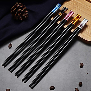 YOUPINLE 10 Pairs Fiberglass Chopsticks-Reusable Chopsticks Dishwasher Safe,9 1/2 Inches- Multicolored