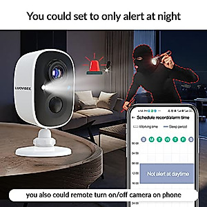 Luovisee Home Security Camera Wireless Outdoor Indoor WiFi with spot Light Night Vision Rechargeable Battery PIR Motion Detection Alert, 2-Way Audio,IP65 Water Proof,Magtnet Bracket