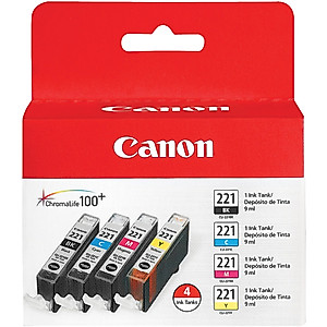 Canon CLI-221 Four Color Pack Compatible to MP980, MP560, MP620, MP640, MP990, MX860, MX870, iP4600, iP3600, iP4700