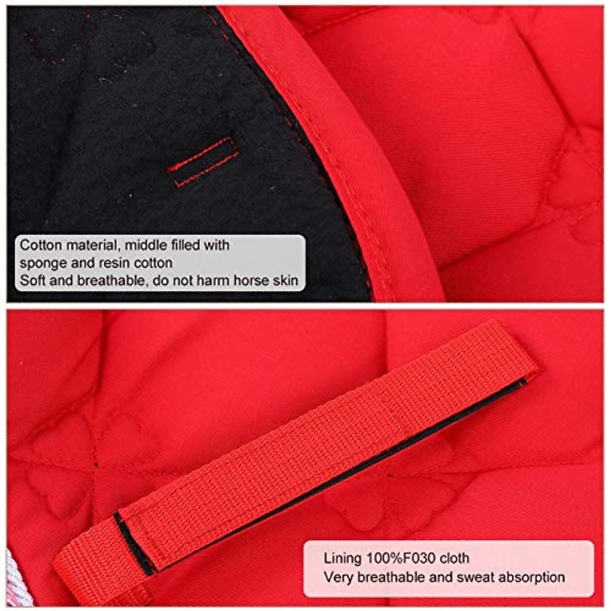 Horse Saddle Pad, Horse Saddle Mat, Double Rope Breathable for Horse Equipment Racecourse Saddle Mat Racetrack(red)
