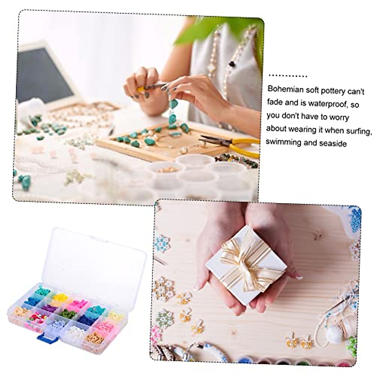 Didiseaon 1 Box Soft Ceramic Beads African Jewelry Flat Earrings Charm Bracelet Kit Clay Heishi Beads Polymer Clay Loose Beads Hawaiian Bead Charm Craft Making Beads Craft Spacer Beads Orb