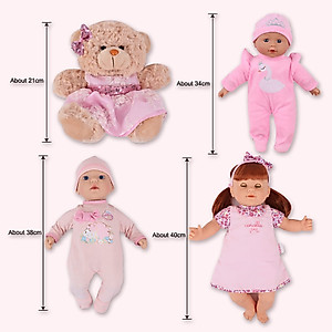 haveahug 13" Soft Baby Doll with Take Along Pink Doll Backpack Carrier, 6 Piece Play Set with Bottle & Accessories(Pink)