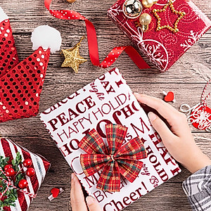 WRAPAHOLIC Christmas Wrapping Paper Roll - Red and White Christmas Design with Metallic Foil Shine - 4 Rolls - 30 inch X 120 inch Per Roll