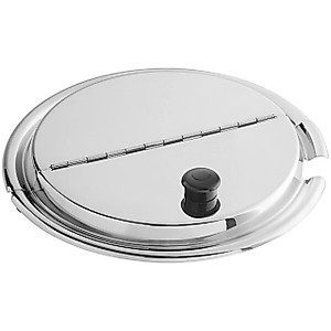 TrueCraftware- 25 cm Hinged Stainless Steel Inset Cover Fits 7 qt Inset Pan with Plastic knob and Notched for ladle- for Soup Warmer and Soup Chafer for Catering Buffet Parties Banquets Commercial Use