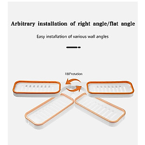 HN 180° Rotatable Bathroom Corner Rack Wall Mounted Shower Shelf Shampoo Storage Rack Holder White Orange, 13x4.3x2.75inch