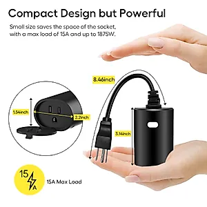 Minoston Z-Wave Plus Smart Plug, Outdoor On/Off Outlet Switch, ZWave Hub Required, Weather-Resistant, Built-in Repeater, Work with SmartThings, Wink, Alexa, Black(MP22Z)