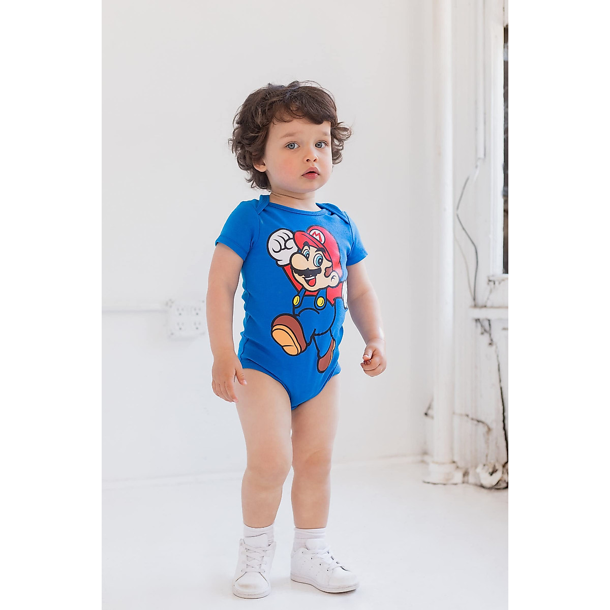 Super Mario Nintendo Luigi Mario Yoshi Infant Baby Boys 5 Pack Cuddly Short Sleeve Bodysuits Multi 12 Months
