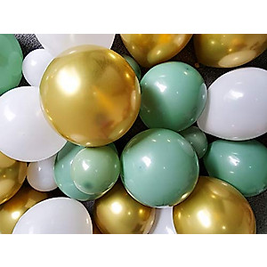 Oopat DIY Olive Sage White Gold Balloon Arch Garland Kit for Boho Bridal Shower Baby Shower Wedding Birthday Backdrop Engagement Bridal Shower Bachelorette Party Decoration (Sage Gold)