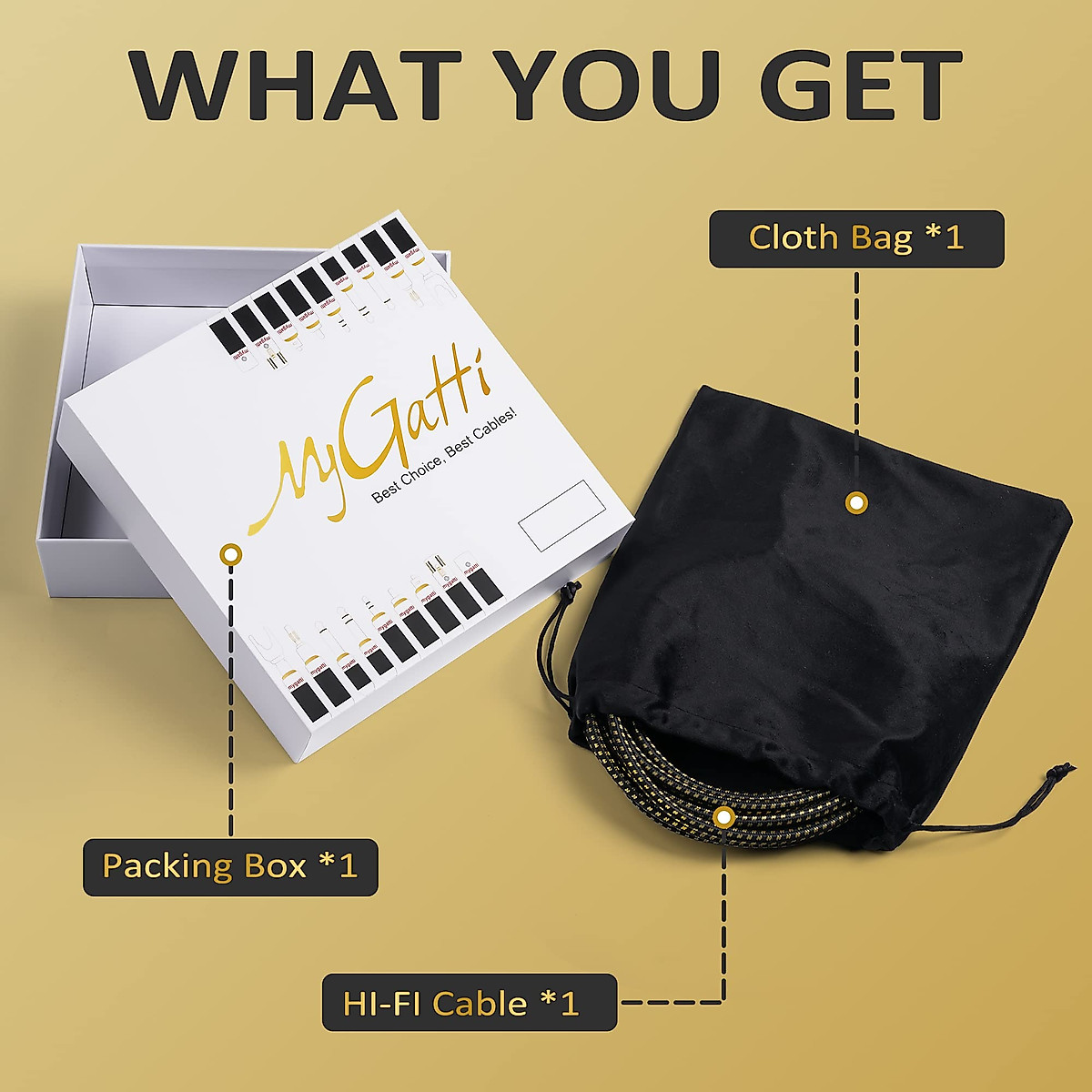 Mygatti Hi-Fi 1/8 to 2 x 1/4 Stereo Audio Cable 15 Feet, 3.5mm TRS to Dual 6.35mm TS Mono Y Splitter Audio Cord, Silver Plated Copper, Multiple Shield, Nylon Braided Cord for HiFi System, Audiophiles