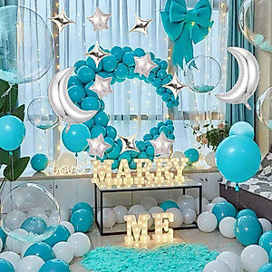 GLASNES 25Pcs Moon Star Shape Foil Balloons Set with 5 Pcs 28 Inch Large Moon Foil Balloons and 20 Foil Star Balloons for Wedding Baby Shower Birthday Graduation Anniversary Party (silver)