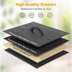 EnHomee Dresser for Bedroom with LED Lights, 12 Drawers Dresser, Black Dresser and Tall Dresser with Shelves, Fabric Dressers & Chests of Drawers with Metal Frame, Black, 45.2" H x 35.4" W x 11.8" D