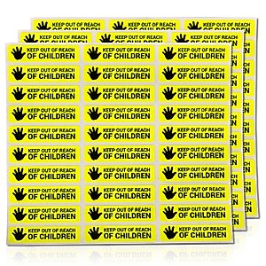 300 per Pack/3PK - Keep Out of Reach of Children Labels - 1.7 x 0.4 inch, Keep Out Reach from Children Stickers for Choking Hazard, Cosmetics, Drug Warning - Pharmacy Auxiliary Label (Yellow)