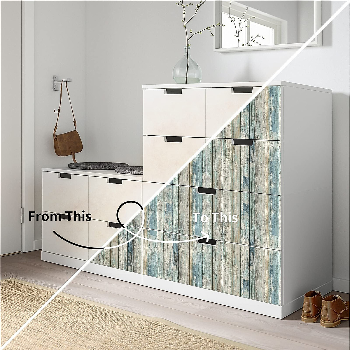 practicalWs Peel and Stick Wallpaper 17.71" x 236.2" Wood Wallpaper Wood Contact Paper Vintage Removable Self-Adhesive Wall Paper for Bedroom Walls Decor Faux Wood Grain Look Vinyl Film Roll