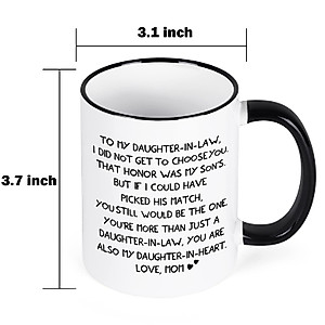 YHRJWN - Daughter In Law Gifts, Funny Daughter In Law Coffee Mug, Gifts for Daughter In Law form Mother In Law, Mothers Day Gifts for Women Daughter In Law, Christmas Birthday Gifts for 11 Oz