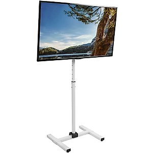 VIVO Height Adjustable TV Floor Stand for 13 to 50 inch Screens up to 44 lbs, LCD LED OLED 4K Smart Flat and Curved Monitor Panels, Max VESA 200x200, White, STAND-TV07-W