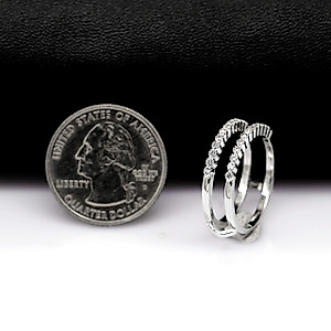 Uloveido Women's Round Cut Lab Created White Diamond Anniversary Enhancer Ring Double Eternity Wedding Band Enhancer Guard Y503 (size 8)