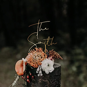 Luxtomi - Wedding Cake Toppers, Wedding Cake Toppers Bride and Groom, Custom Cake Topper, Customize Your Own Anniversary (Style 2, Metallic Gold Both Sides)