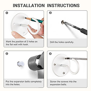 Mkono Ceiling Hooks for Hanging Plants, Metal Plant Hanger Bracket Wall Mount Hooks for Hanging Bird Feeders, Lanterns, Wind Chimes, Planters, Indoor&Outdoor Decoration Hooks (2-Pack) (White)