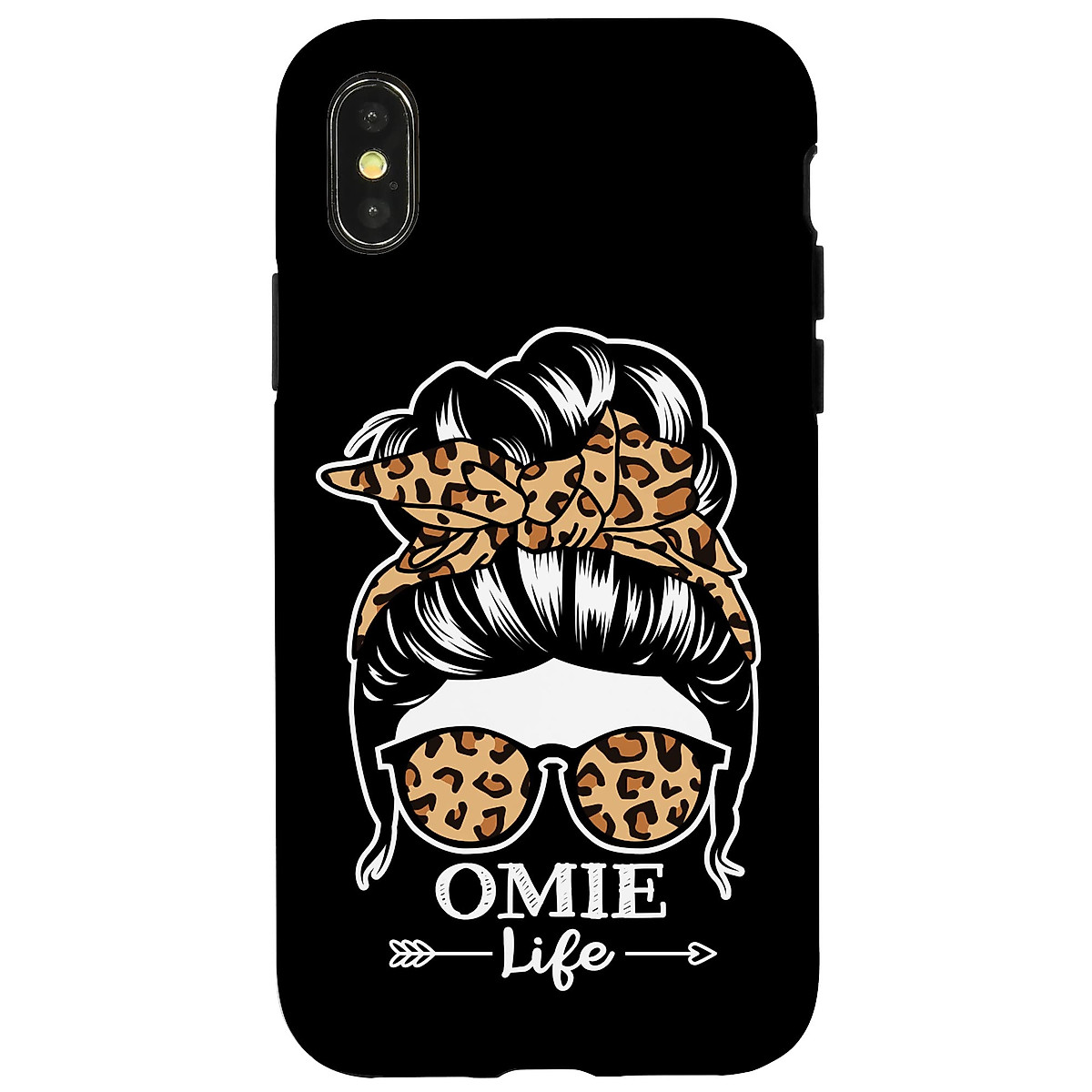 iPhone X/XS Omie Life Messy Bun Hair Funny Omie Leopard Case