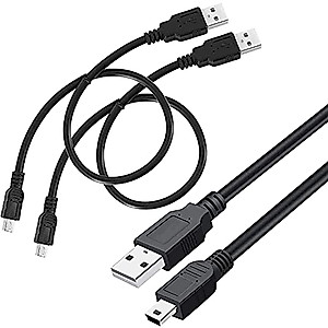 SAITECH IT 2 Pack USB 2.0 A to Mini 5 pin B Cable for External HDDS/Camera/Card Readers/MP3 Player-Black -35cm(1 feet)