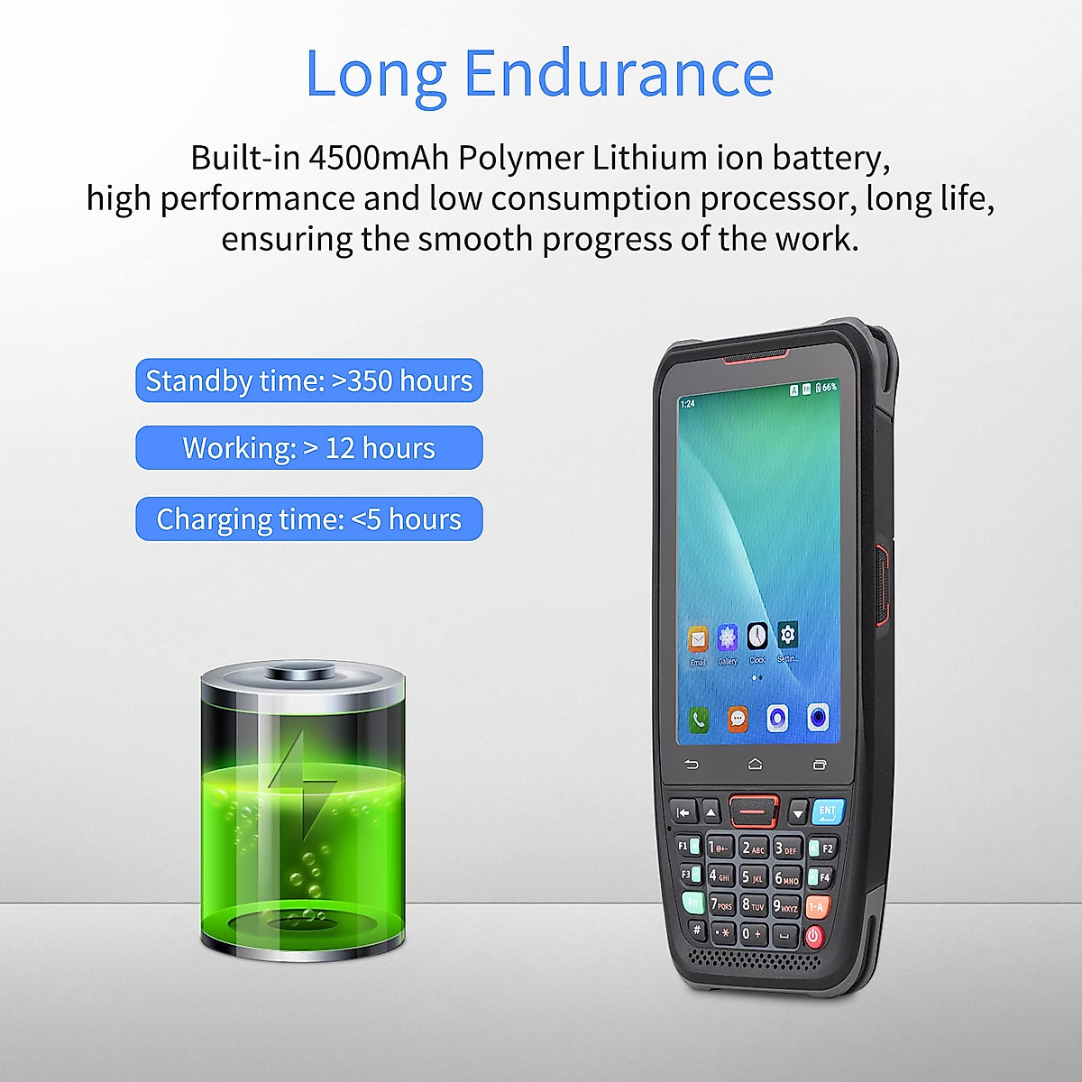 Pda Terminal,HXBER Handheld POS Android 10.0 PDA Terminal 1D/2D/QR Barcode Scanner Support 2/3/4G WiFi BT Communication with 4.0 Inch Touchscreen for Supermarket Restaurant Warehouse Retail Inventory