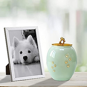 LINES ARTE Medium Pet Urns for Dogs Ashes, Ceramics Pet Urn for Dog Ashes, Cat Dog Urns for Ashes (Paw Prints)