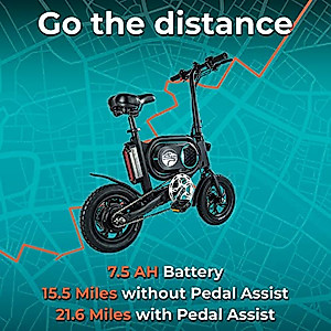 Keystone Peak New 2023 Release Amsterdam Folding Electric Bicycle - 12'' Ebike for Adults and Teenagers - Electric Bike with 350W Motor 36V Lithium - Ion Battery - Throttle & Pedal Assist Modes
