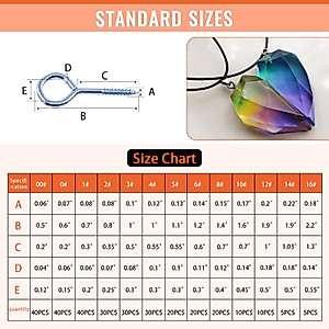 Tanstic 300Pcs 13 Sizes Zinc Plated Eye Bolts Screw Eyes Assortment Kit, Screw-in Eye Bolts Screw Eyes Hooks Screw in Hooks Ceiling Hanging Hooks for Home Workplace Office