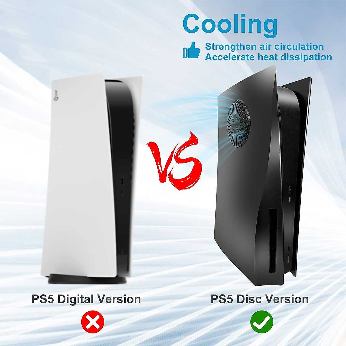 BFUNCO PS5 Console Faceplates, with Fan Vent for Playstation5 Disc Edition,ABS Anti-Scratch Dust-Proof Protective Shell,Replacement Cover Accessories for PS5 Console, with 2*Handle Cover(Black)