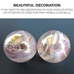 2 PCS Jellyfish Glass Balls With Pink Swirls To Decorate Home, Office, And Other Rooms – Beautiful Marble Balls Made Of Strong Glass - Fairy Tale Soap Bubble Glass Balls