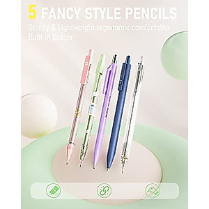 Nicpro 46PCS Aesthetic School Supplies With Big Capacity Pen Case, 26PCS Cute Pastel Mechanical Pencils 0.5 mm & 0.7 mm with 12 Tube HB Lead Refills, Erasers,Eraser Refills for Student Writing Drawing